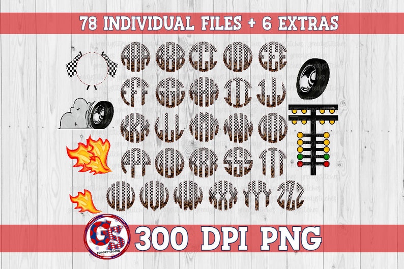 Racing Monogram Set PNG Sublimation. Racing Monogram Png - Etsy