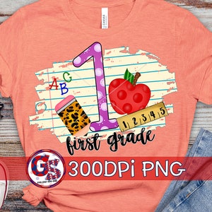 1st Grade PNG | Back to School Png | First Day School Png | Notebook ...