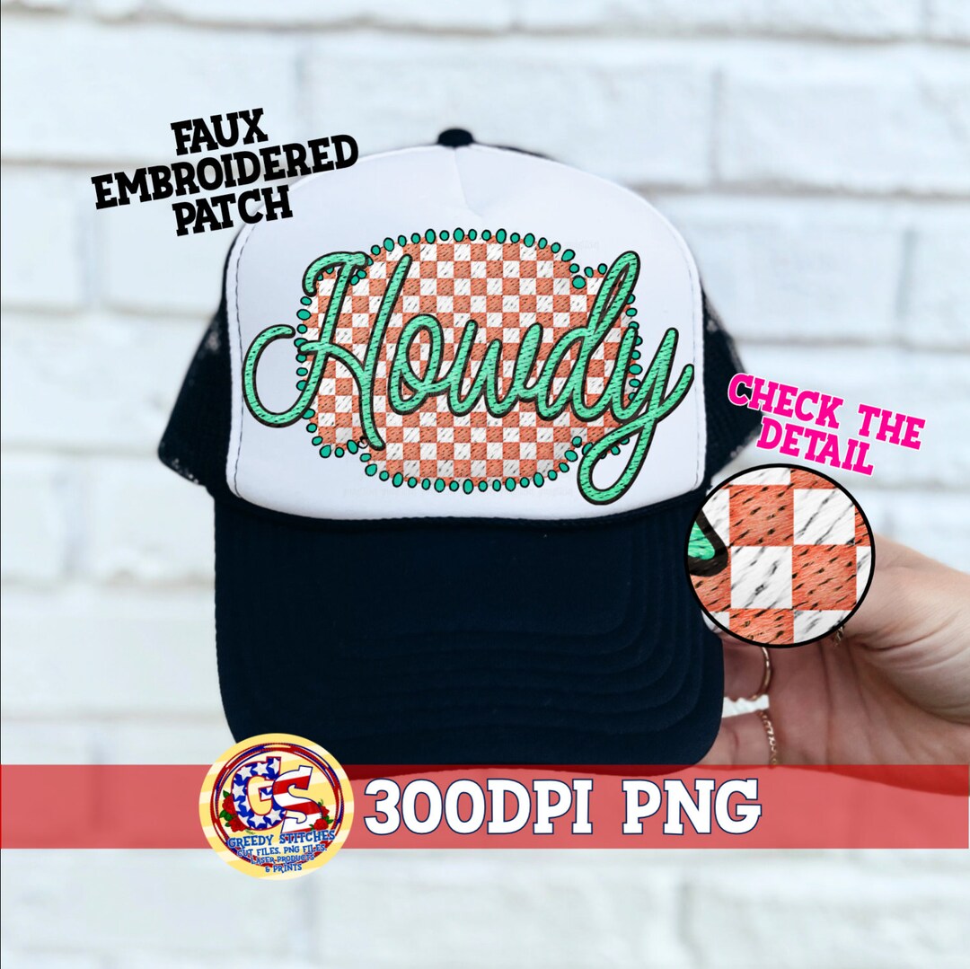 Faux Embroider Hat Patch Png | Howdy Png | Western Png | Trucker Hat Patch Png | Faux Embroider ...