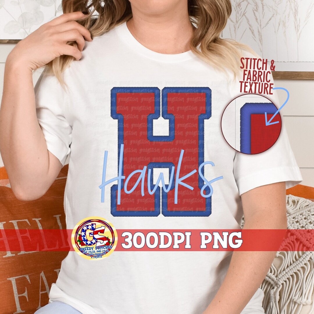 Hancock Hawks Faux Embroidered Varsity Applique PNG Sublimation ...