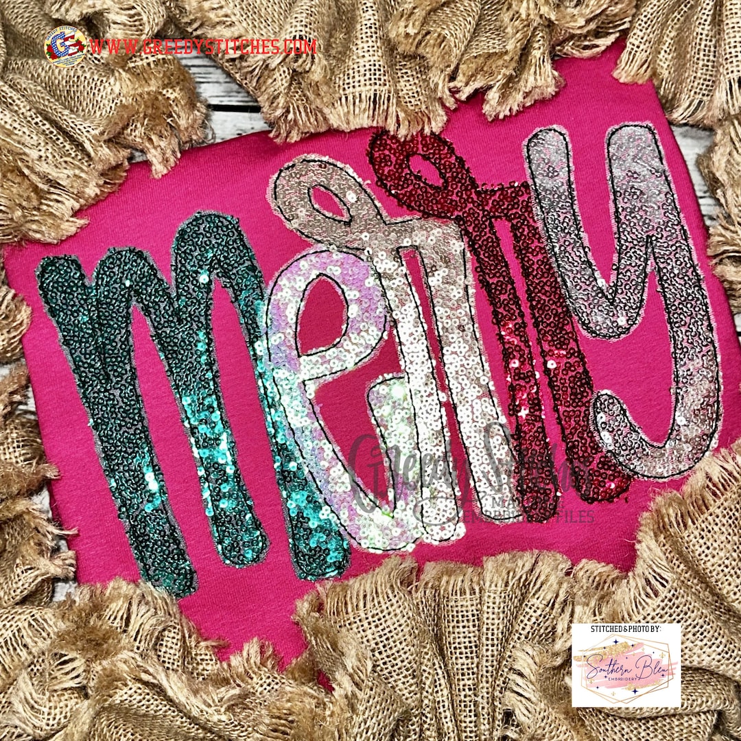 Merry Bean Stitch Applique Machine Embroidery Design | Merry Christmas ...