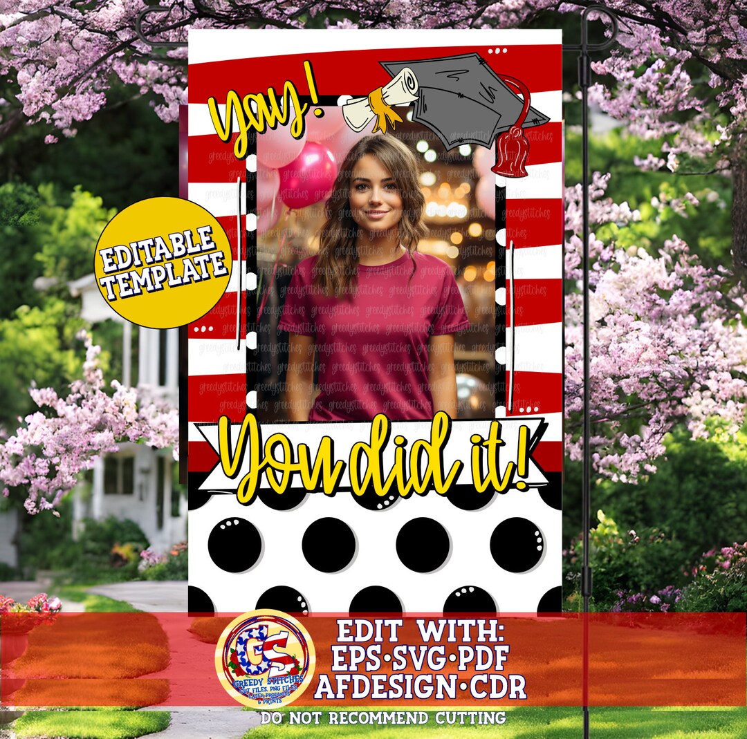 Senior Graduate Garden Flag Editable Svg Eps Pdf Afdesign Cdr | Senior ...