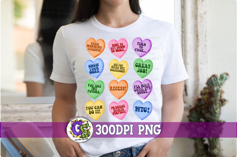 Teacher Conversation Hearts Png Teacher Valentine's Day - Etsy