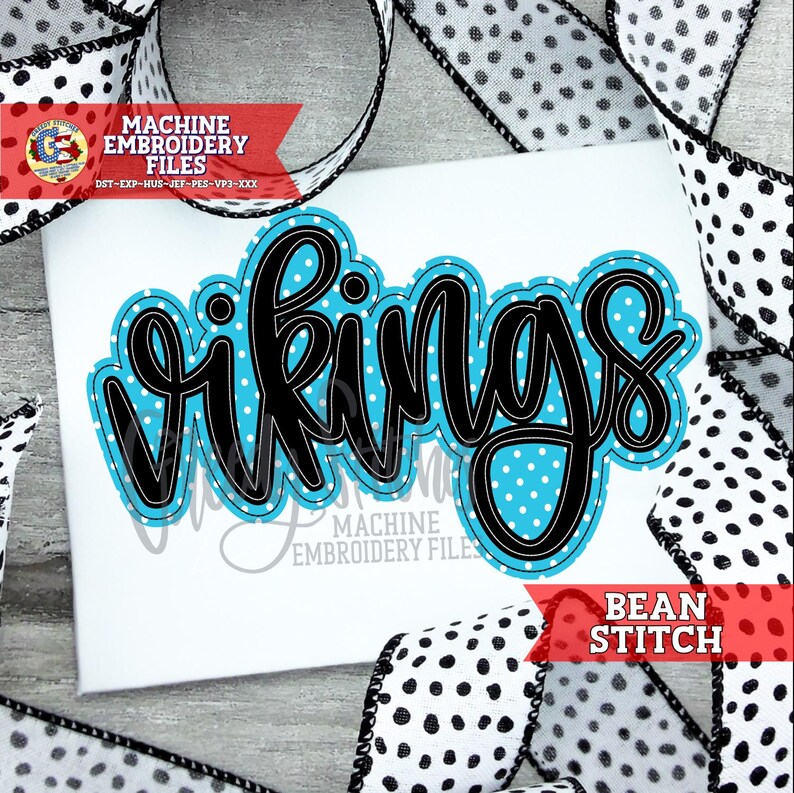 Vikings Bean Stitch Double Applique Embroidery Design | Vikings Mascot ...