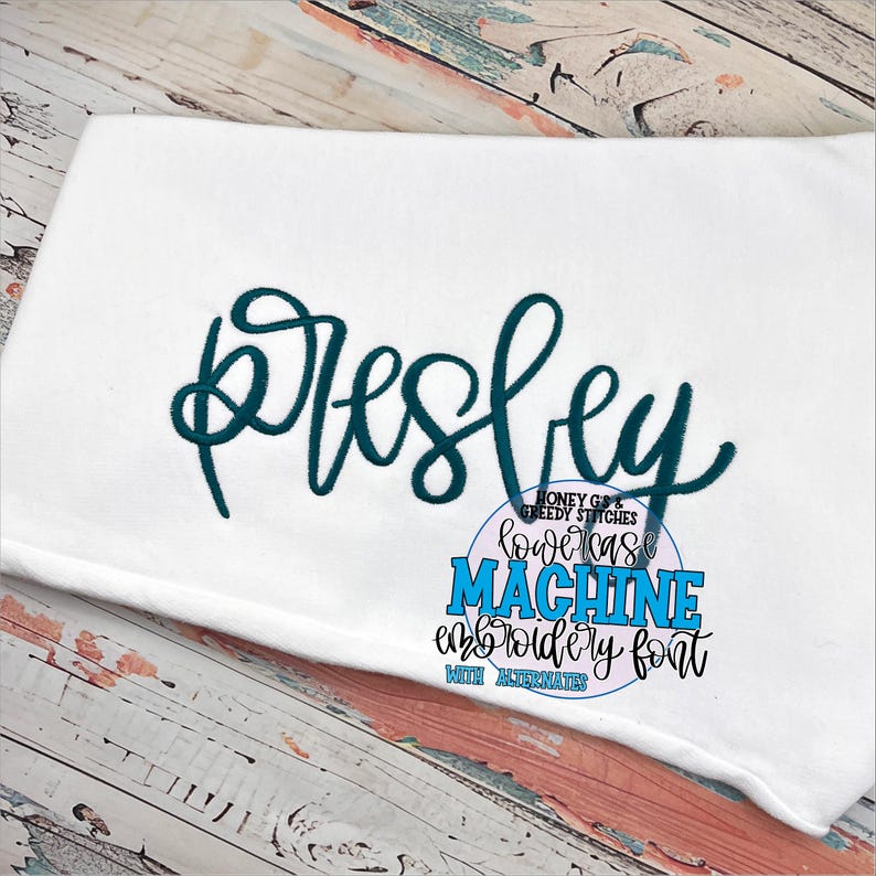 Presley Script Embroidery Font – Lowercase Machine Design (DST, PES, BX ...