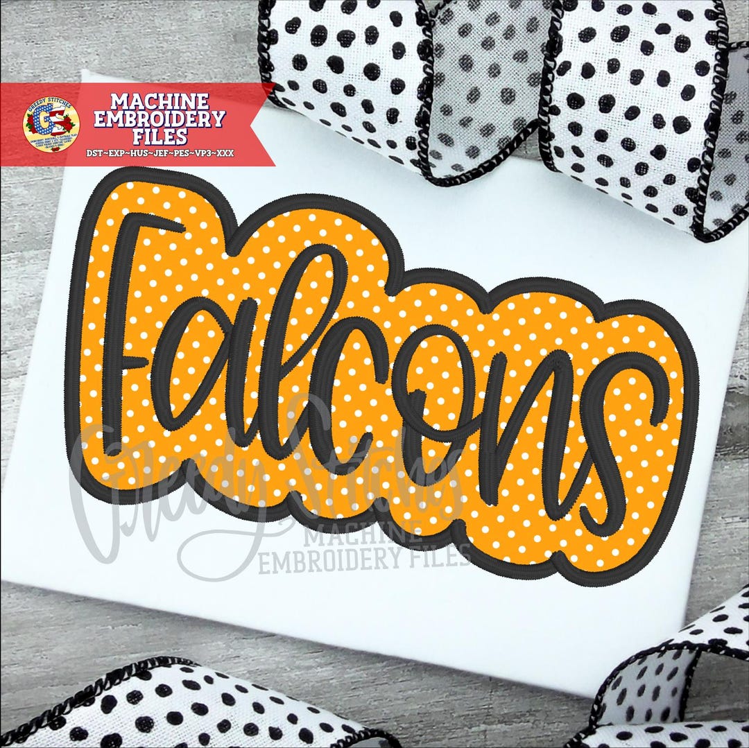Falcons Satin Stitch Applique Machine Embroidery Design | Falcons Mascot Embroidery PES ...