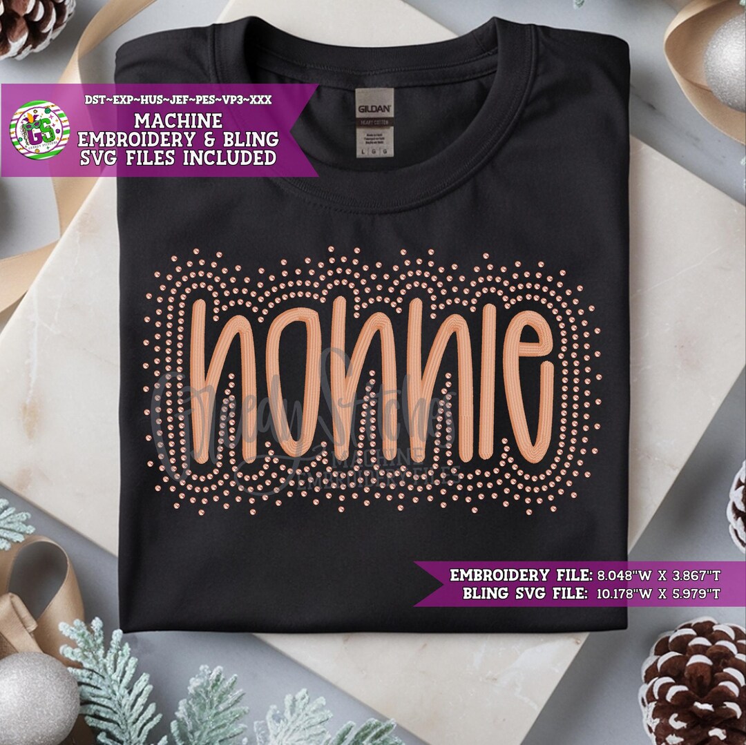 Nonnie Bling Machine Embroidery SVG Design | Hand Lettered Nonnie Dst ...
