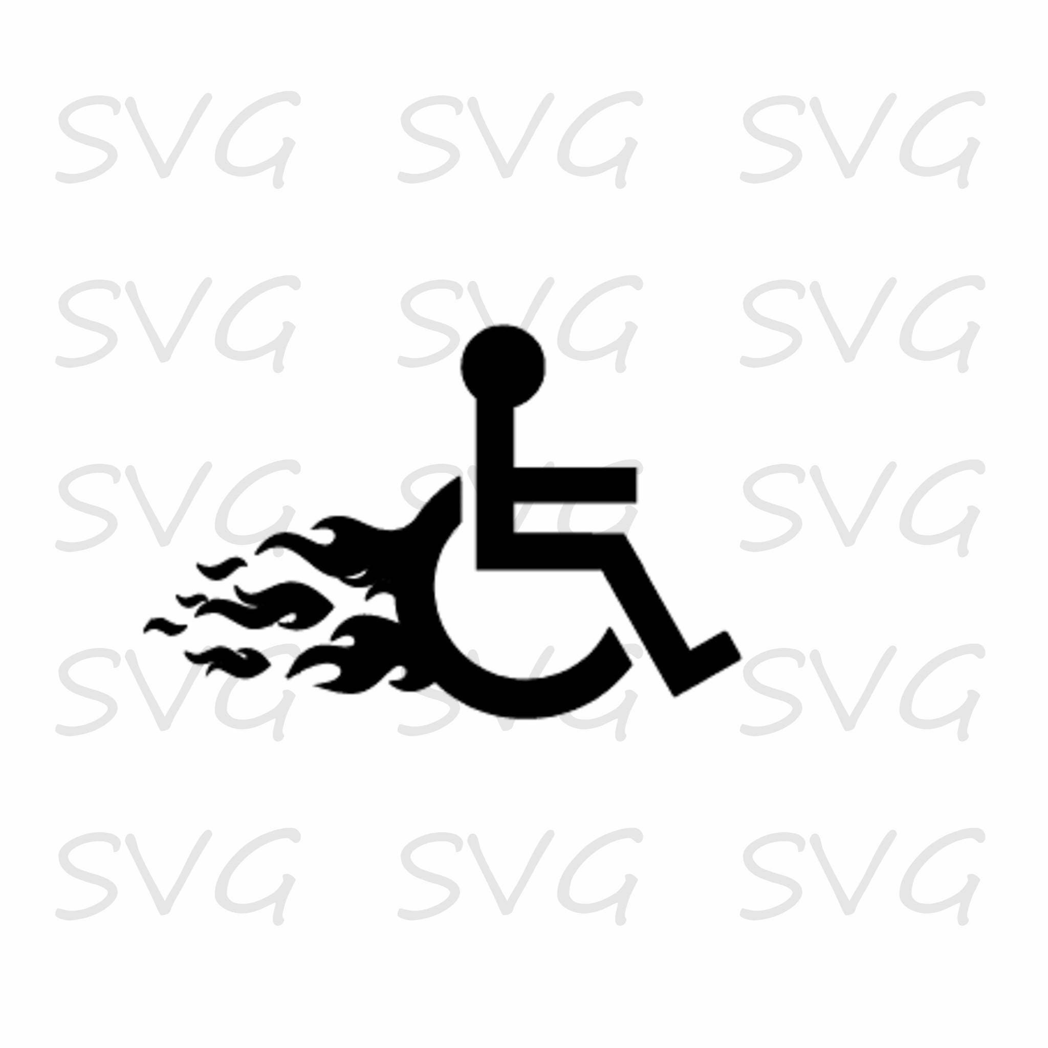 Handicap Wheelchair Flames 2 svg dxf fcm eps and png. Hot | Etsy