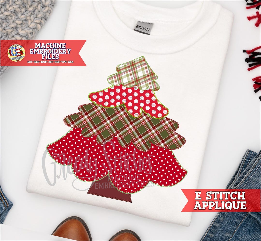 Christmas Tree E Stitch Stitch Applique Machine Embroidery Design ...