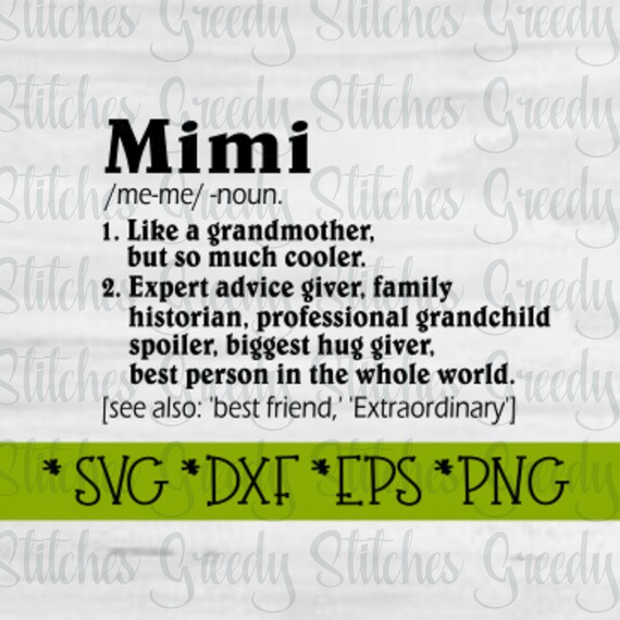 Mother's Day Mimi Mimi Definition Svg Dxf Eps Png - Etsy