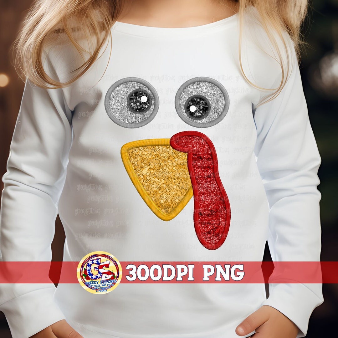 Turkey Face Faux Embroidery Sequin PNG | Turkey Face Png | Faux Sequin ...