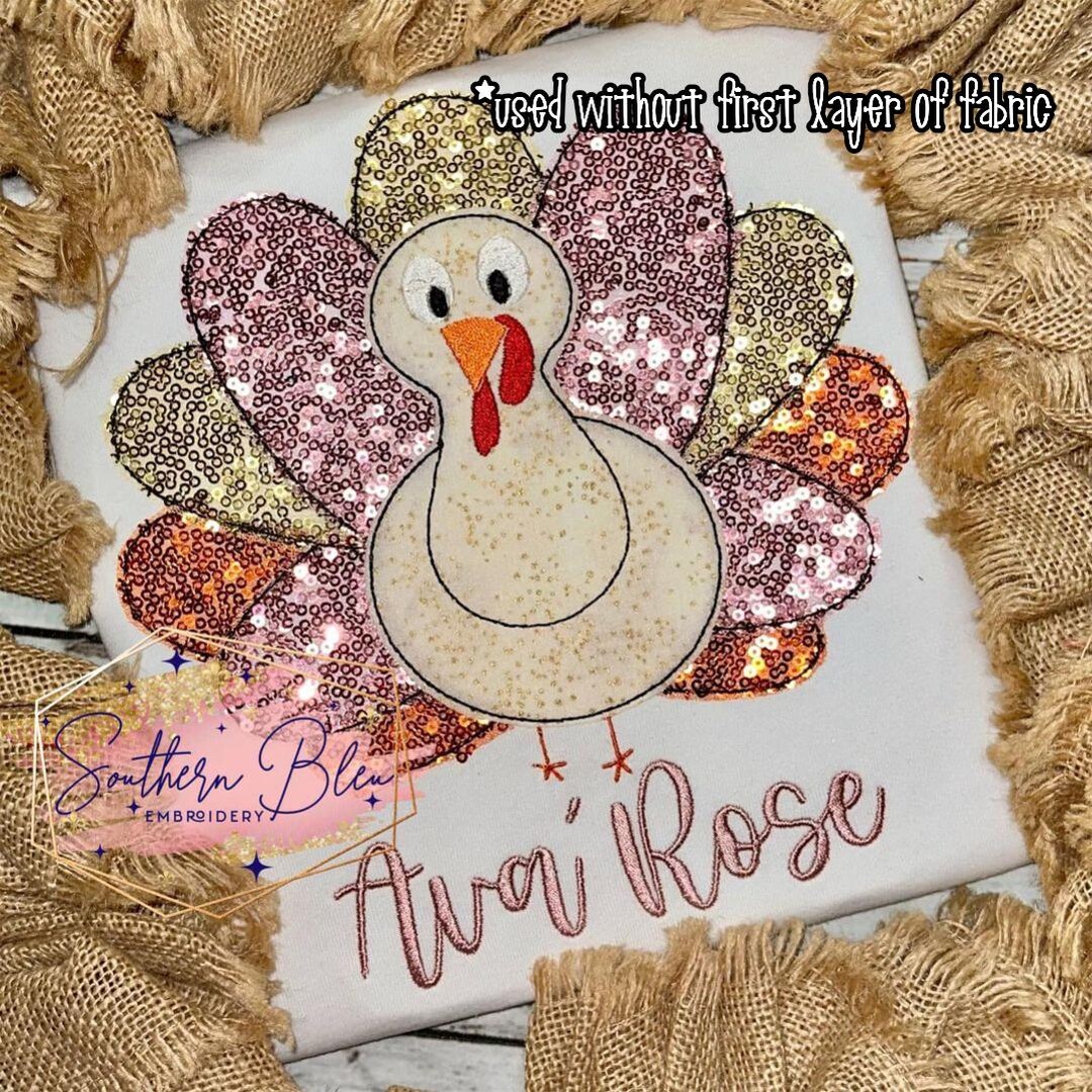 Turkey Bean Stitch Applique Machine Embroidery Design | Turkey PES ...