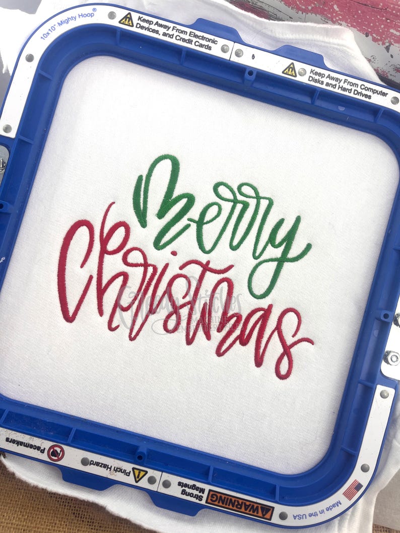 Hand Lettered Merry Christmas Satin Stitch Machine Embroidery Design ...