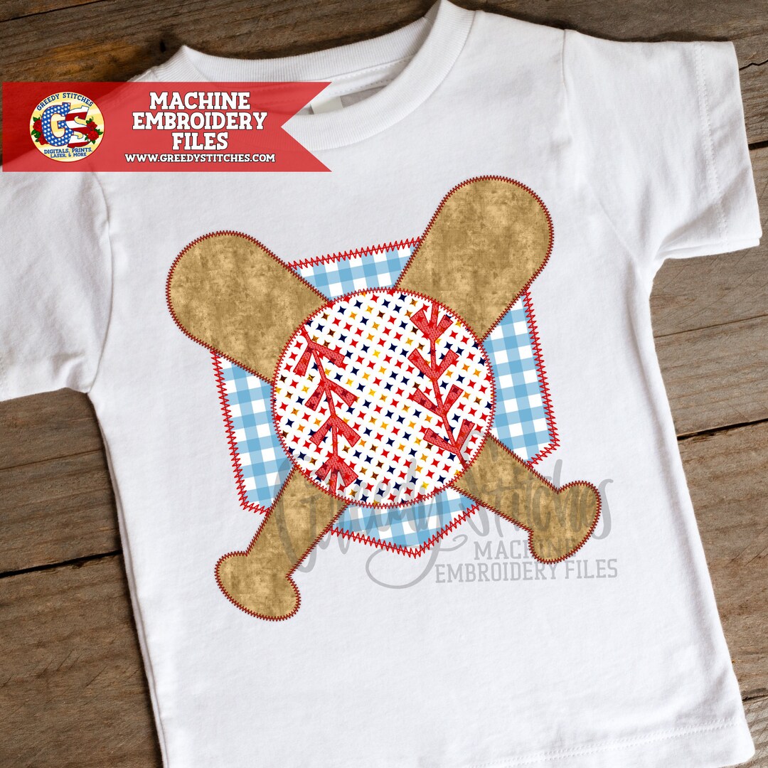 Crossed Bats Baseball Home Plate Zigzag Machine Embroidery Design ...