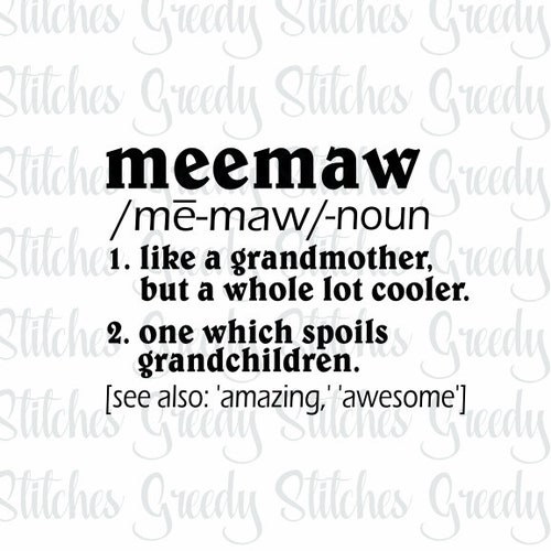 Mother's Day Meemaw Meemaw Definition Svg Dxf Eps | Etsy