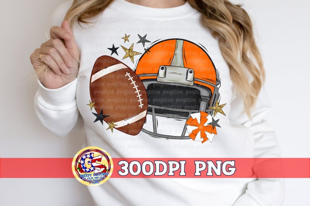 Orange Football Helmet With Stars PNG Sublimation Football Png ...