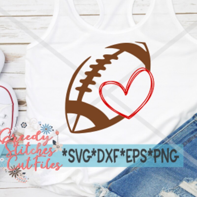 Football Heart Svg - Etsy