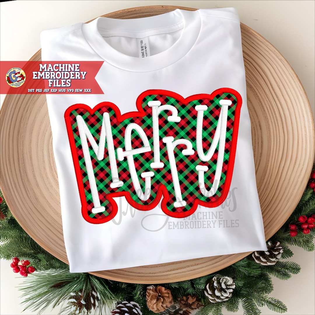 Merry Applique Machine Embroidery Design | Merry Christmas Embroidery ...