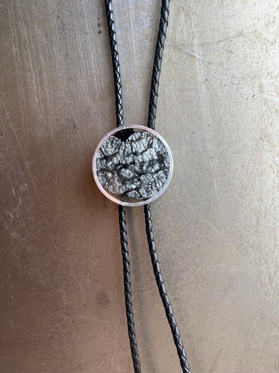 Small Silver and Black Bolo Tie: Semi-transparent Leather Cord - Etsy
