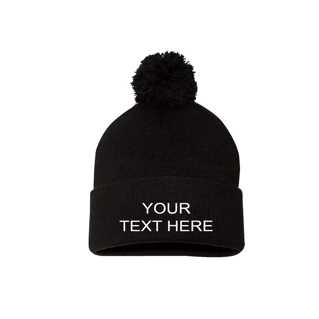 Custom Text Cap Pom Beanie Customized Gift Customized Beanie Hat Winter ...