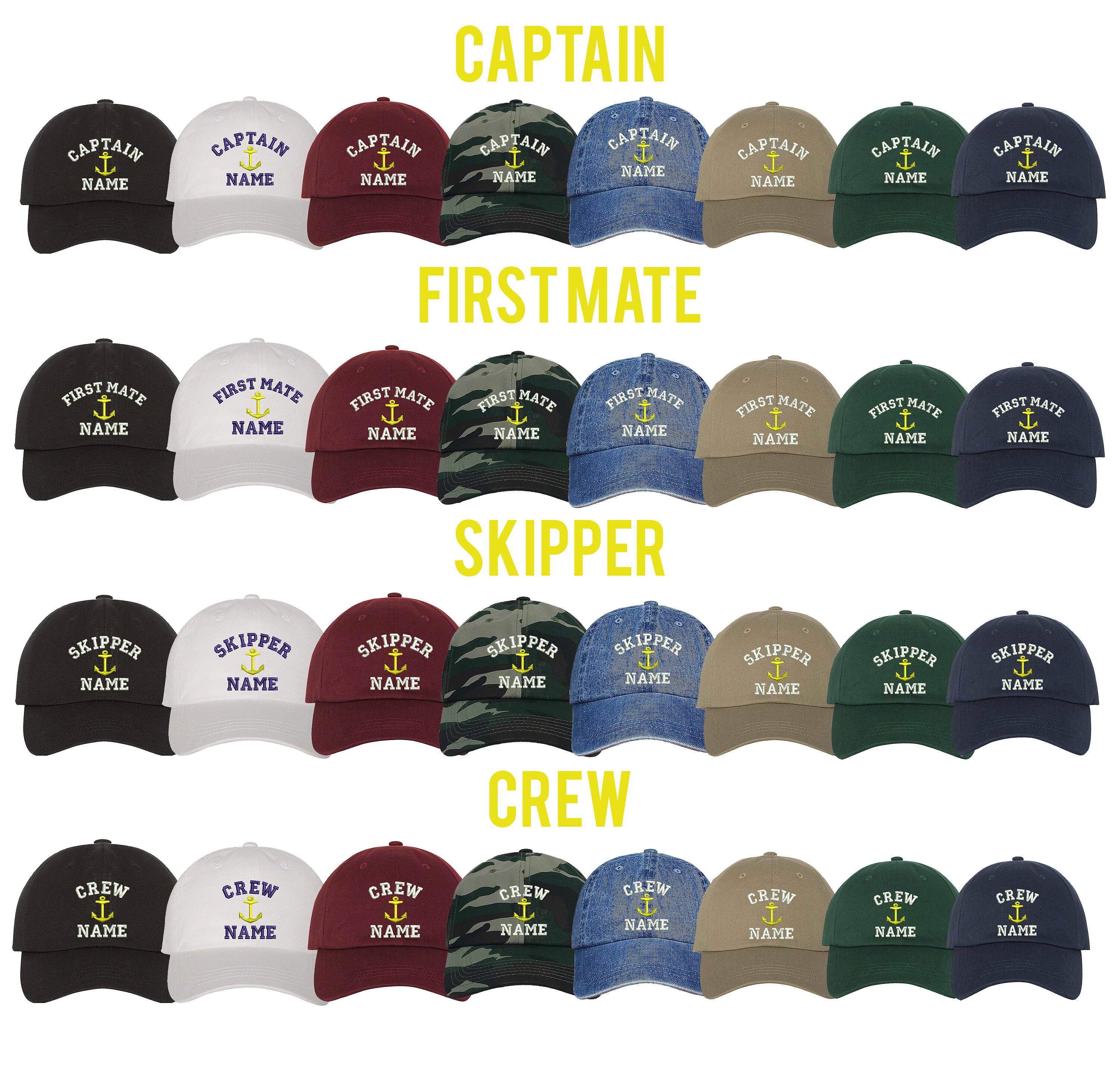 Skipper Custom Baseball Hats Customize Your Captain Hats - Etsy Canada