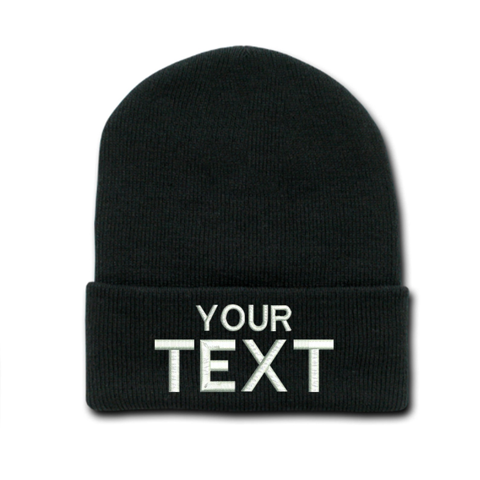 Black Custom Embroidered Cuffed Beanie, Your Own Personalized Hat ...