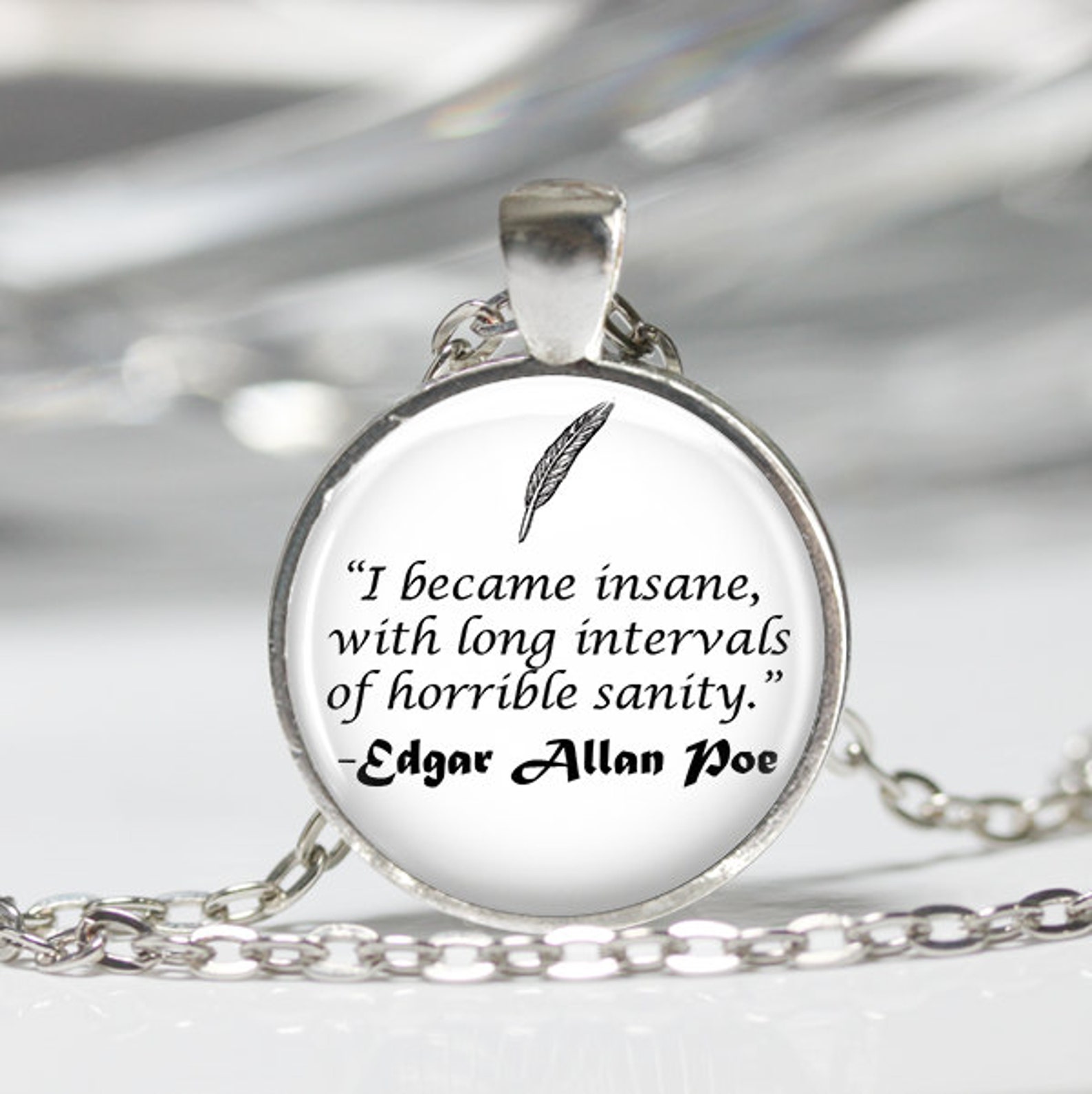 Edgar Allan Poe Insanity Quote Pendant Necklace or Keychain | Etsy