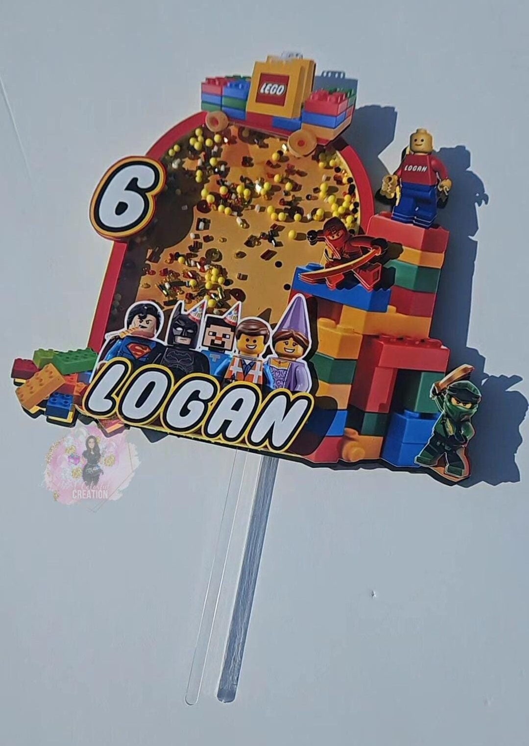 Building Block 3D Shaker Cake Topper WITH Lights & Name Personalization ...