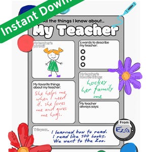 Teacher Appreciation Printable/ End of the Year Gift/ Thank You Card ...