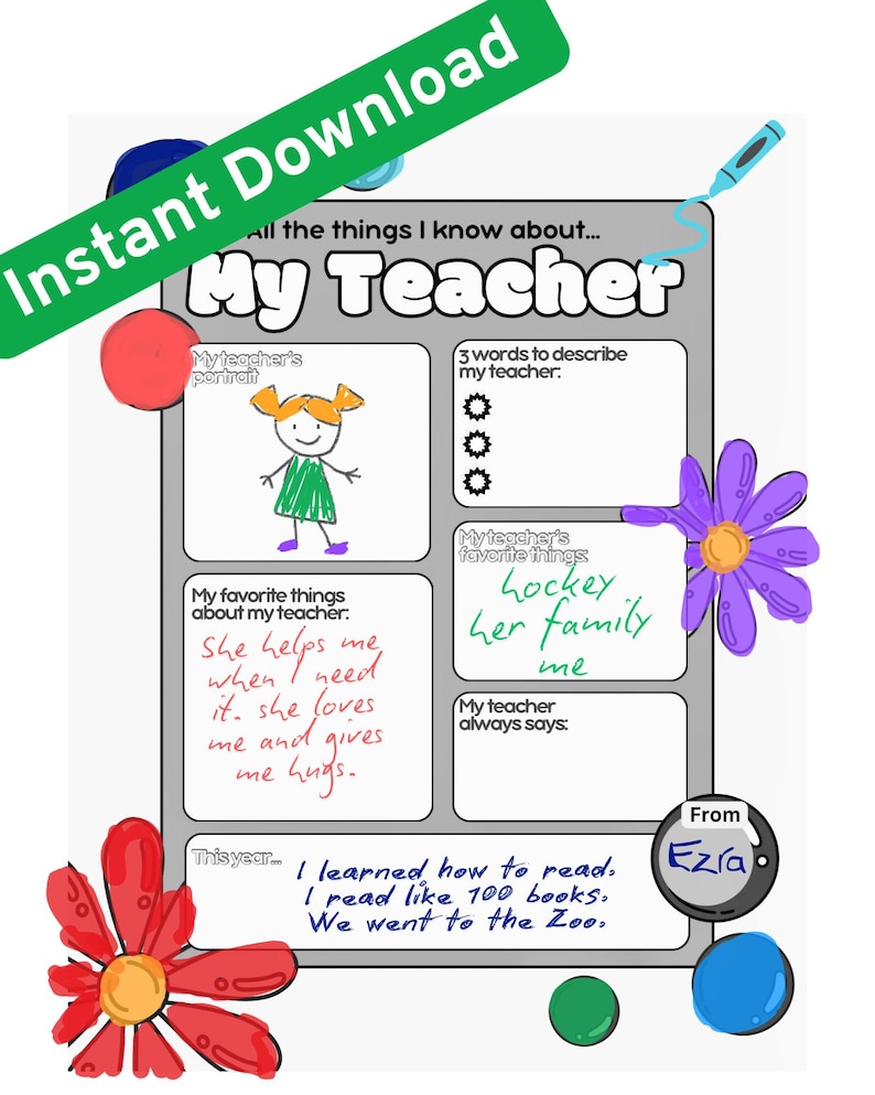 Teacher Appreciation Printable/ End of the Year Gift/ Thank You Card ...