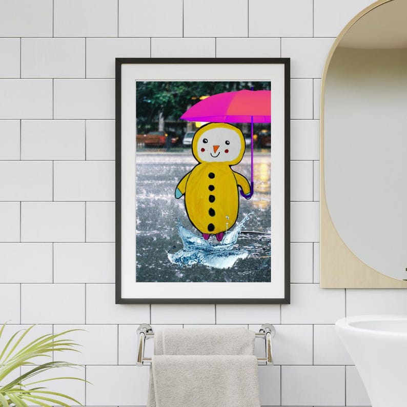 Snowman Splashing in the Rain~ Digital-print | Mr. Snowy's Collection ...