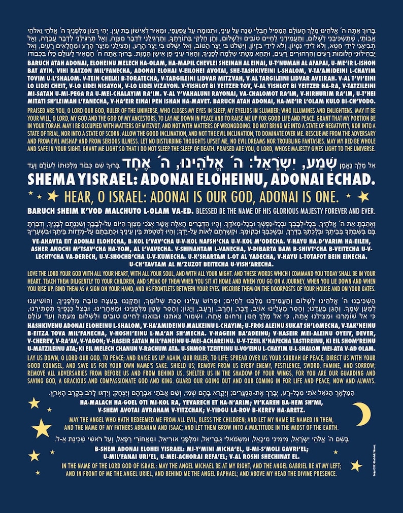 Bedtime Shema Prayer Celestial Printable - Etsy