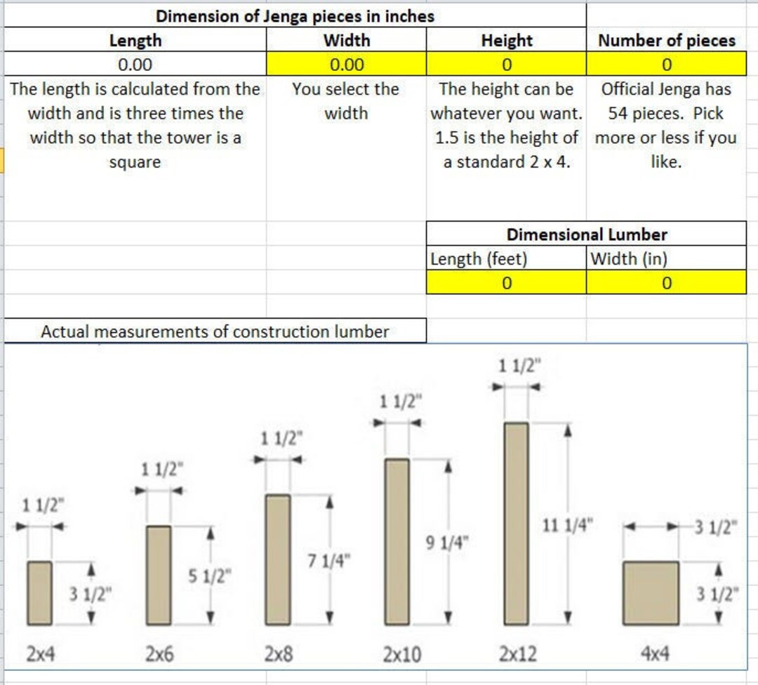 Custom Jenga Spreadsheet - Etsy
