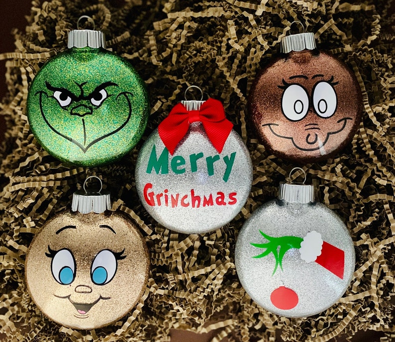 Grinch Christmas Ornament Set - Etsy