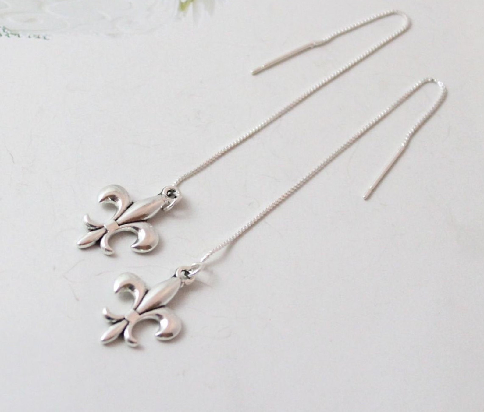 Silver Threader Earrings 925 Sterling Silver Thread Earrings | Etsy