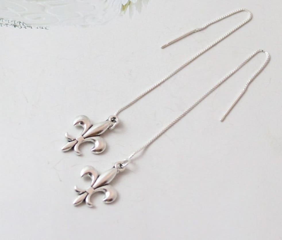 Silver Threader Earrings 925 Sterling Silver Thread Earrings | Etsy