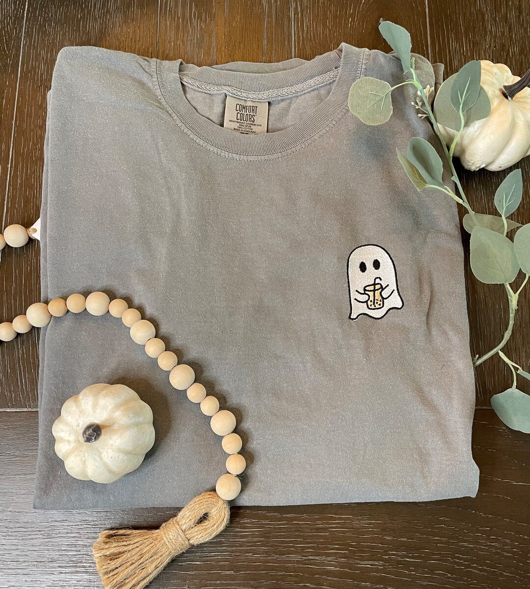 Embroidered Ghost Comfort Colors T-shirt - Etsy