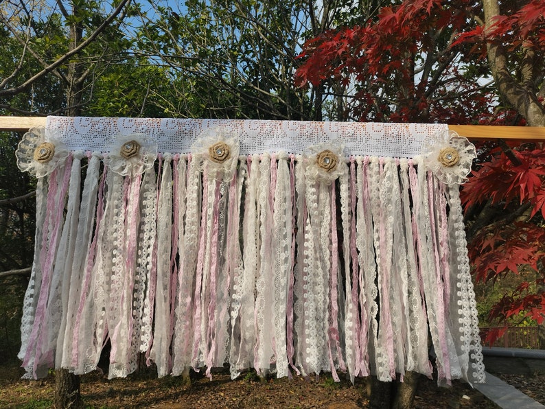 Custom Hand Crochet Lace Light Pink Lace Valance Curtain - Etsy