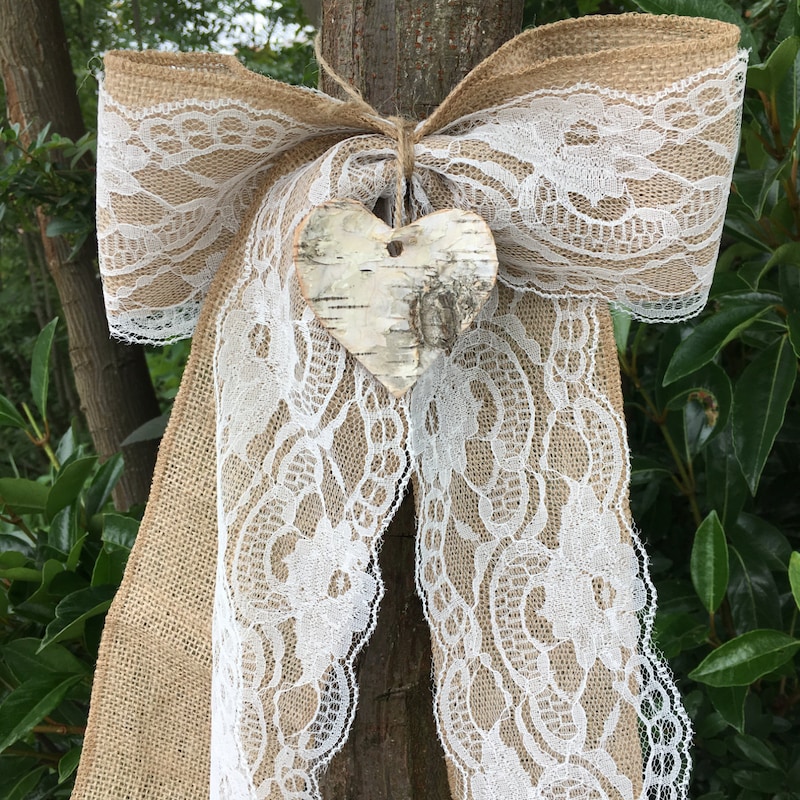Burlap and Lace Bow - Etsy