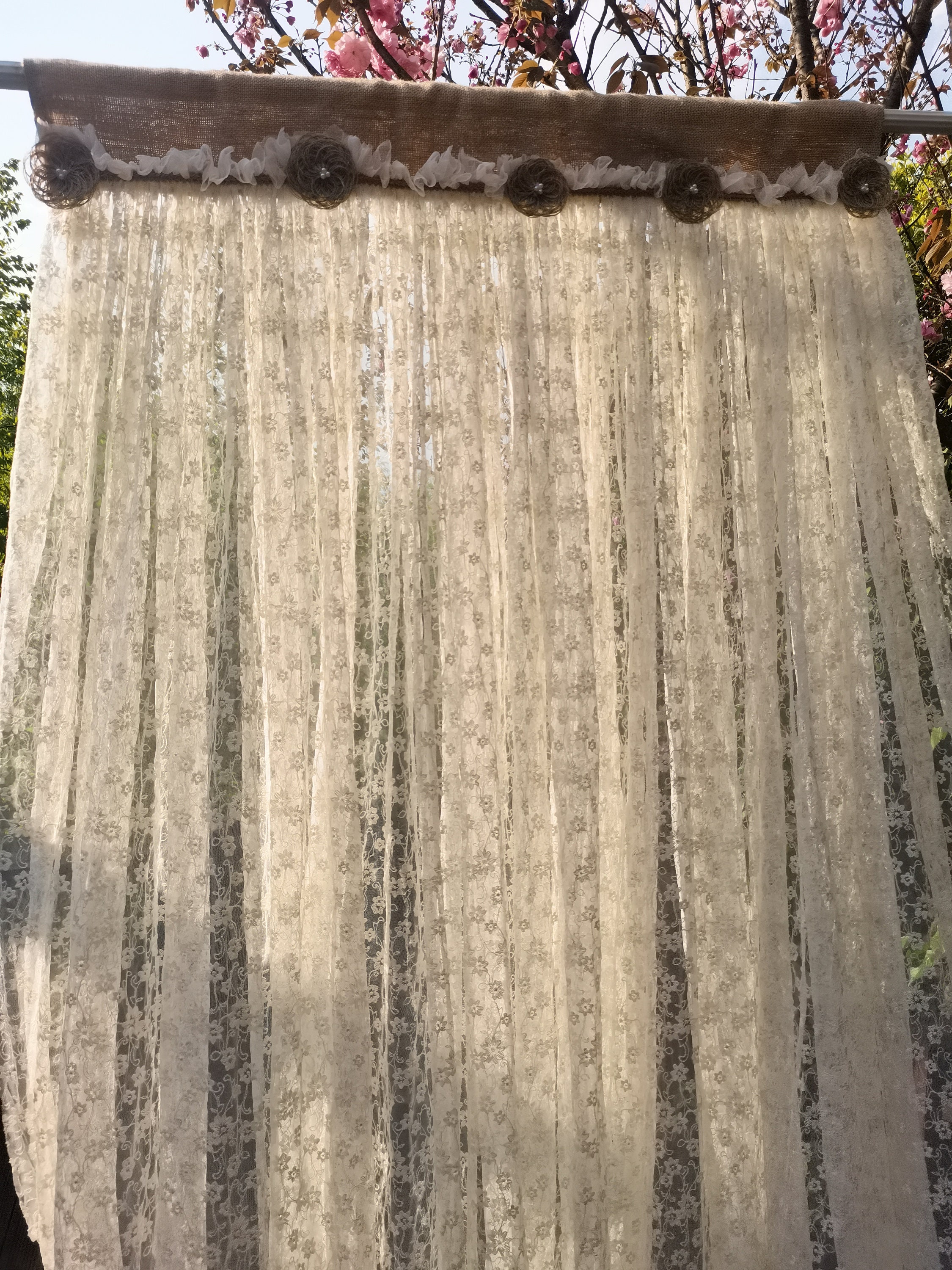 Custom Romantic Full Ivory Lace Door Curtain Bedroom Window Curtain ...