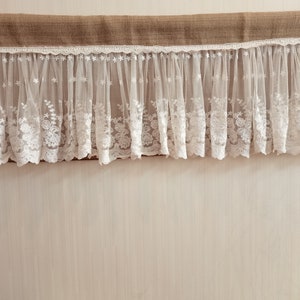 Romantic Lace Curtain Rustic Burlap Kitchen Valance Burlap Lace Decor ...