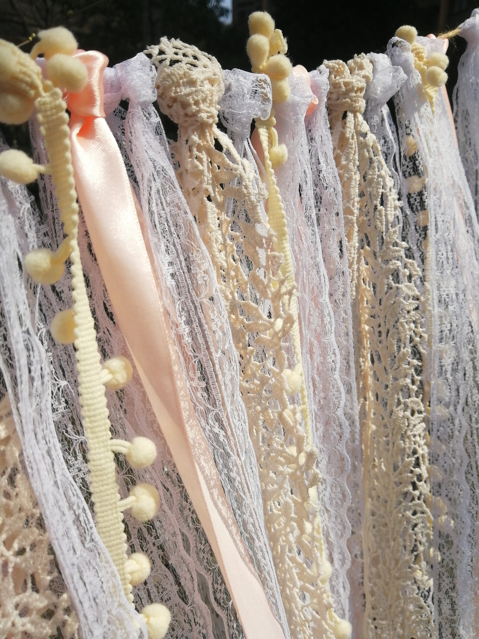 40inches Wide × 84inches Long SHABBY Vtg Lace Backdrop Wedding Banner ...