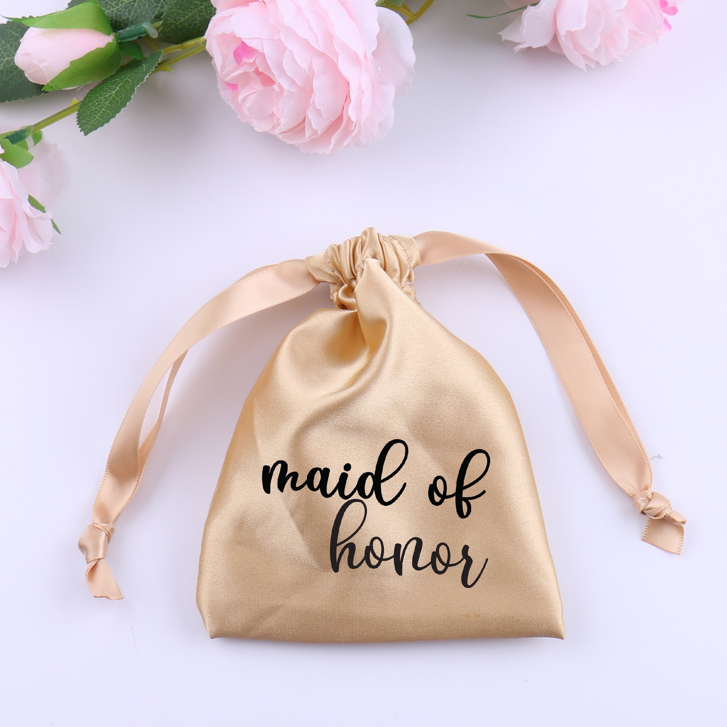 Set of 5 Personalized Satin Bags for Gift Favor Small - Etsy