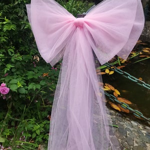 1pc Big Pink Tulle Pew Bows, Pink Bows, Extra Big Pink Bows Wedding ...