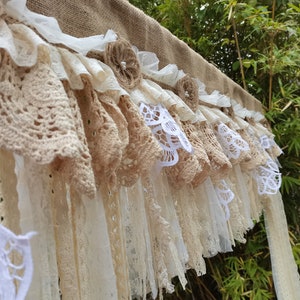 Rustic Unique Bedroom Valance Burlap Window Curtain Shabby Burlap Ivory ...