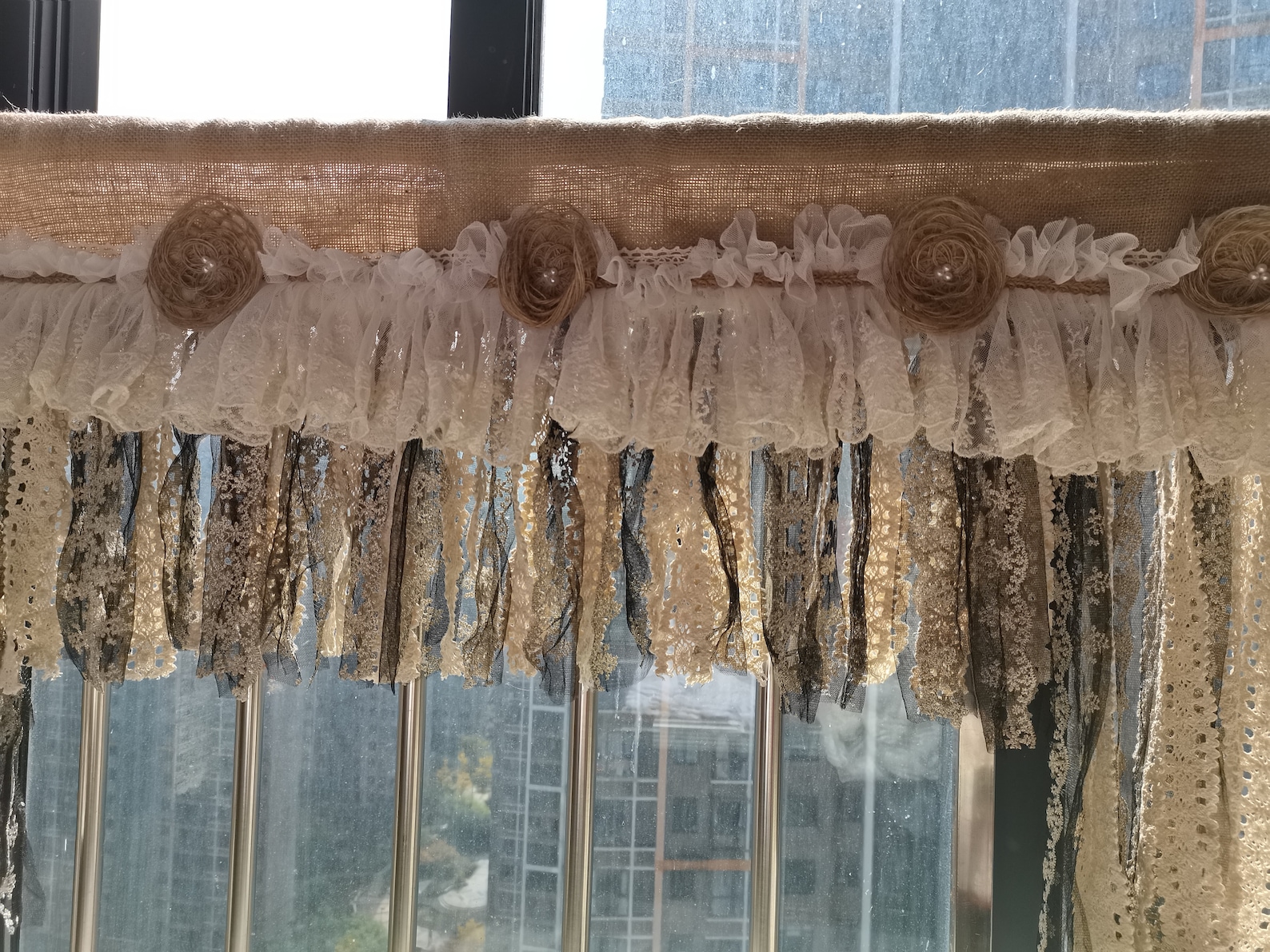 Rustic Unique Kitchen Valance Burlap Decor Kitchen Curtain Shabby ...
