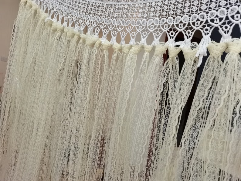 SHABBY Vtg Ivory Lace Backdrop Wedding Banner Valance Fabric | Etsy