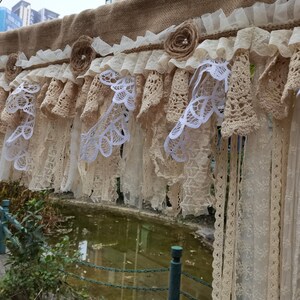 Rustic Unique Bedroom Valance Burlap Window Curtain Shabby Burlap Ivory ...
