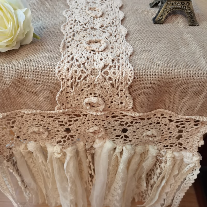 Burlap Lace Runner - Etsy