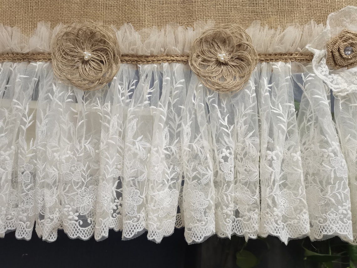 Custom Lace Curtain Lace Kitchen Valance Kitchen Curtain Shabby Lace ...